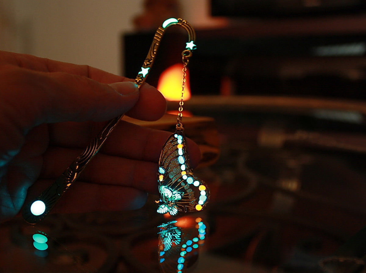 Butterfly wing Bookmark Glow in the Dark / Gold Bookmark / Butterfly B ...
