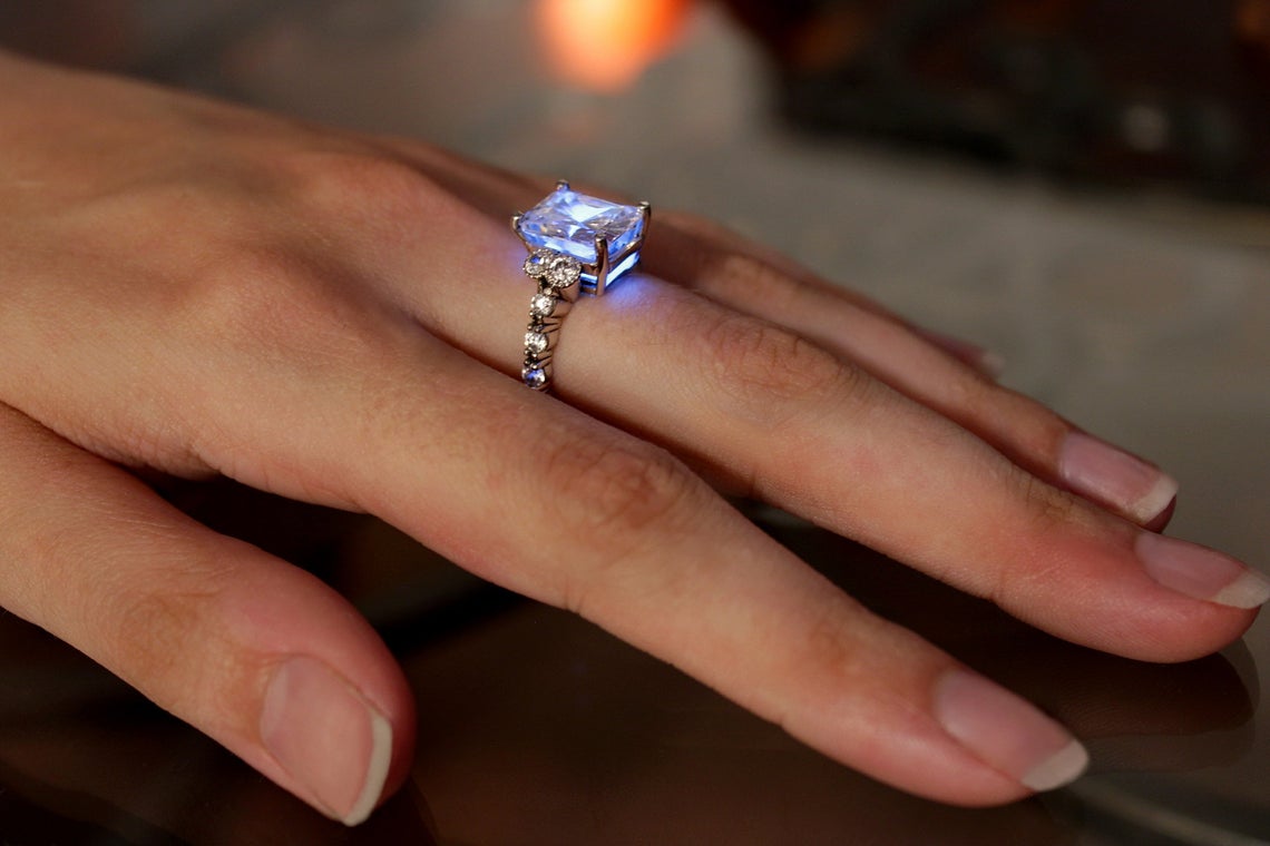 Princess Silver Ring / Glow in the Dark / Cubic Zirconia Ring / Sterli ...