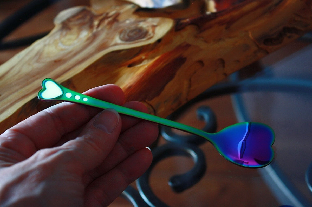 Rainbow Heart Spoon Glow in the Dark / 1pc Stainless Steel Spoon / Hea ...
